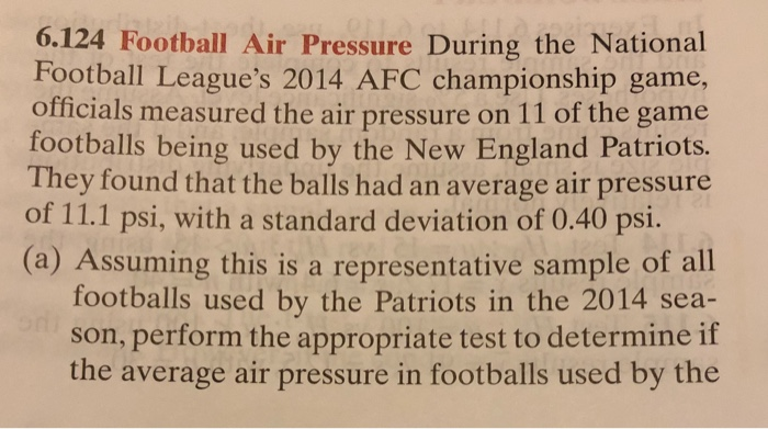 Solved 6.124 Football Air Pressure During the National | Chegg.com
