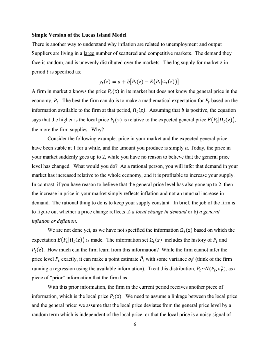 Solved Simple Version of the Lucas Island Model There is | Chegg.com