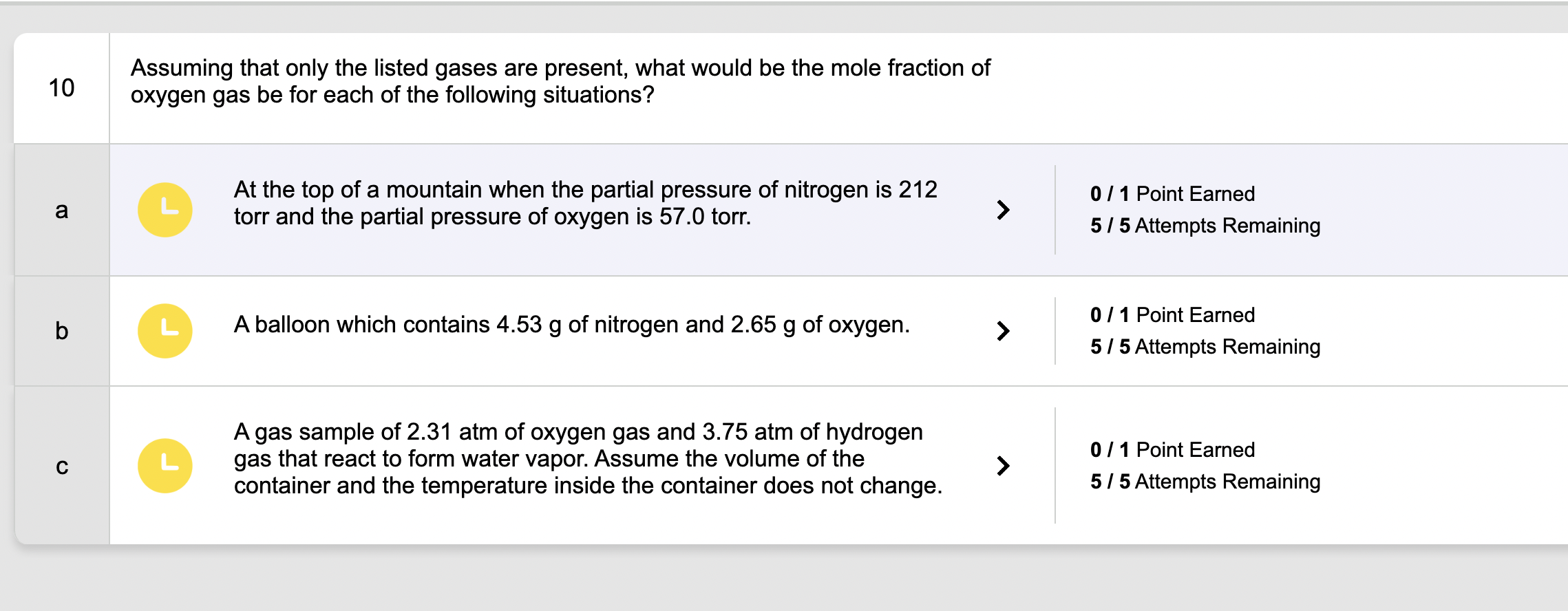 Solved Assuming that only the listed gases are present, what | Chegg.com