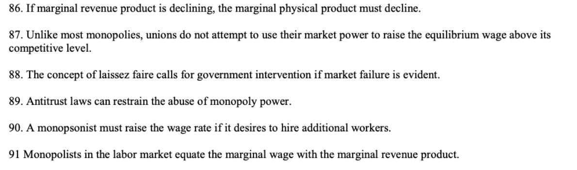 Solved 86. If marginal revenue product is declining, the | Chegg.com