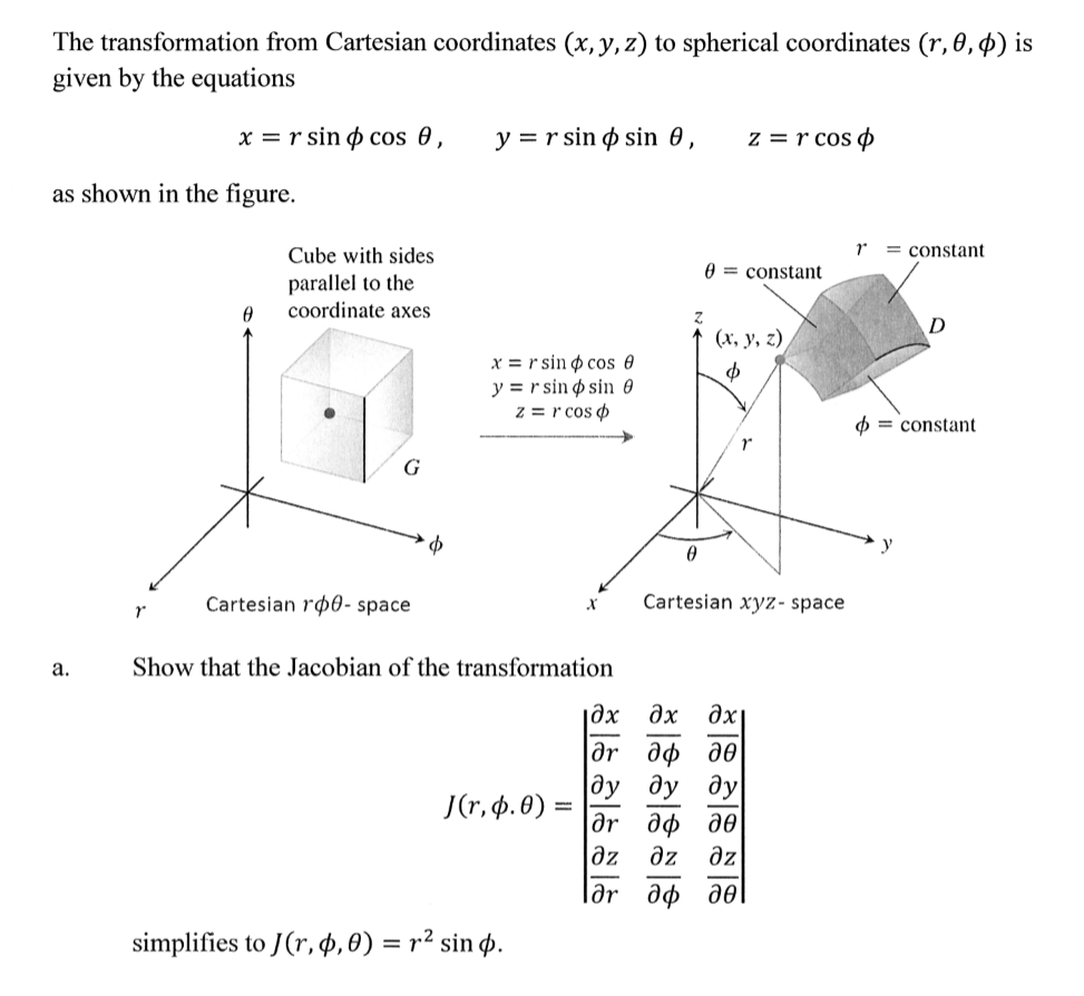 Solved The transformation from Cartesian coordinates (x, y, | Chegg.com