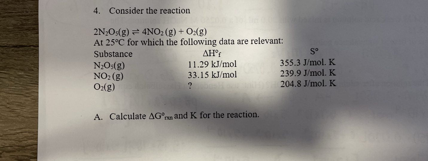 Solved 4. Consider the reaction \\[ 2 \\mathrm{~N}_{2} | Chegg.com