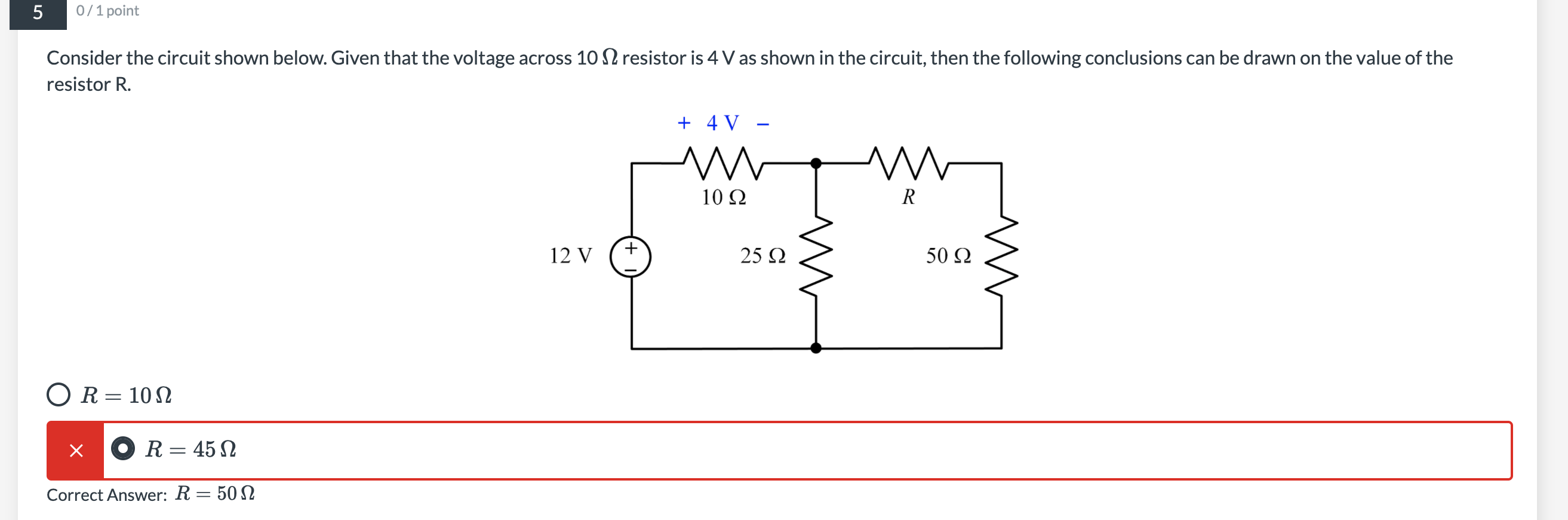 Solved 5 0/1 point Consider the circuit shown below. Given | Chegg.com