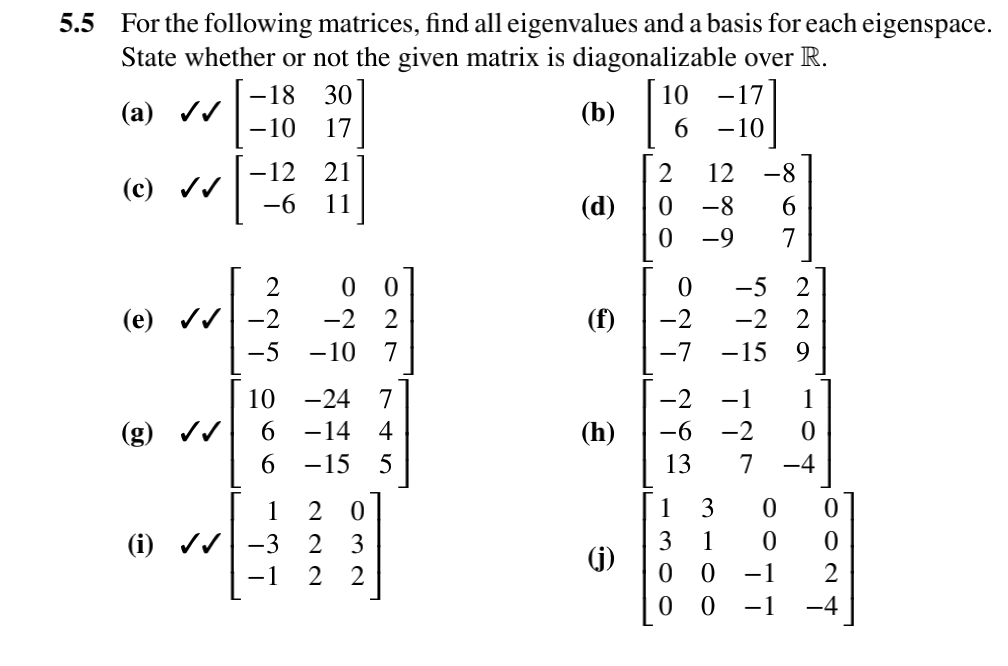 Solved 5.5 For the following matrices, find all eigenvalues | Chegg.com