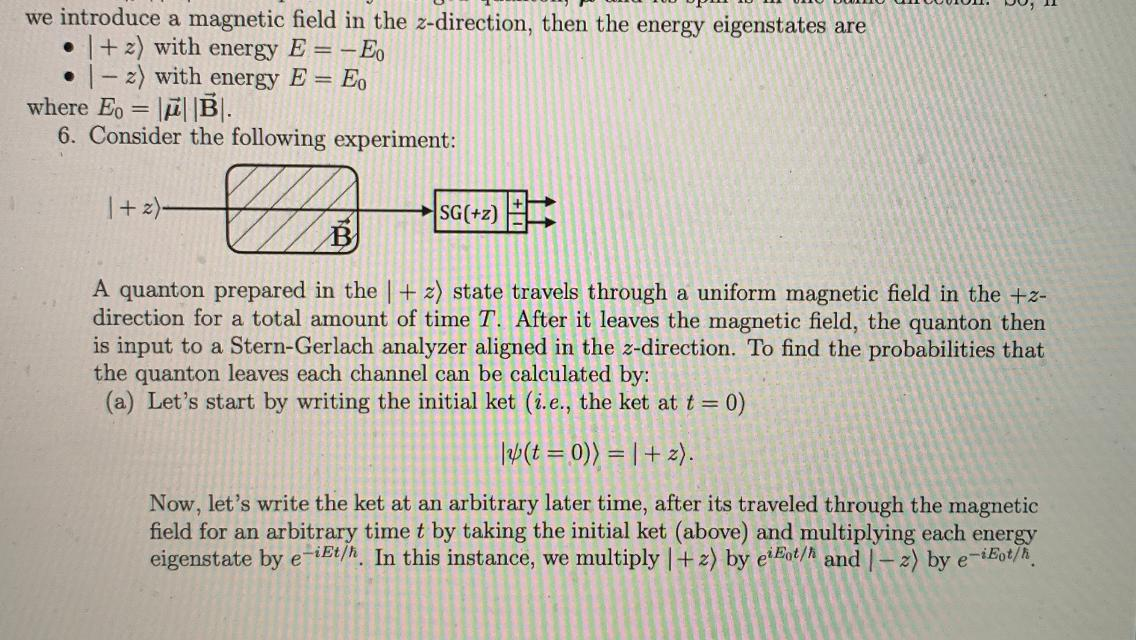 Solved **** Question (a) Find ket of psi at time t | Chegg.com