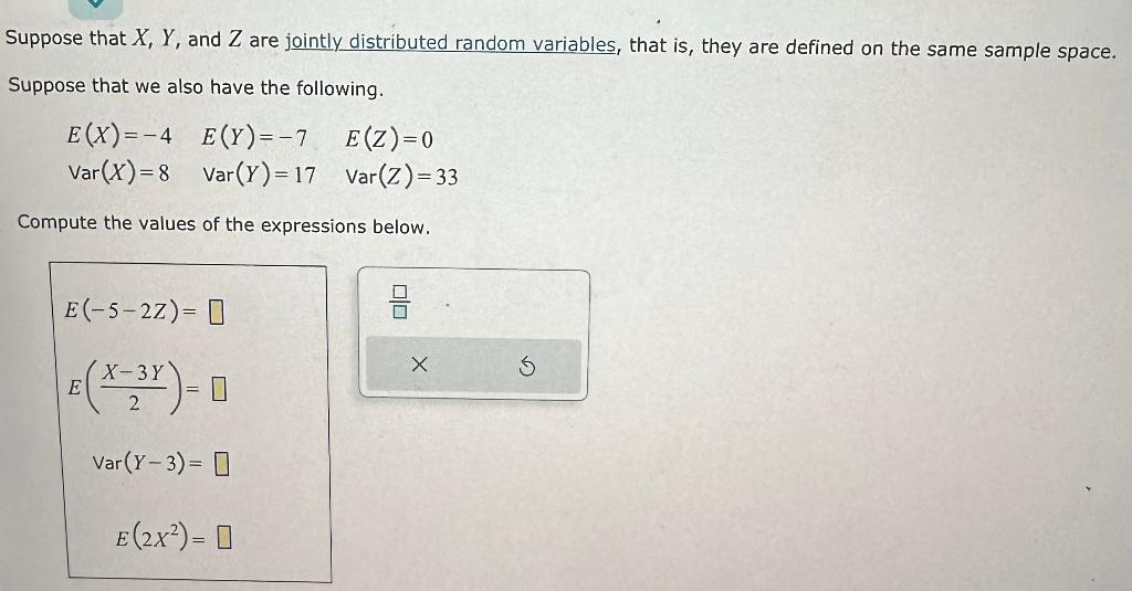 Solved Suppose that X,Y, and Z are jointly distributed | Chegg.com