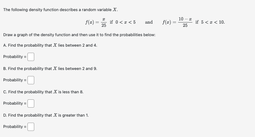 Solved The following density function describes a random | Chegg.com