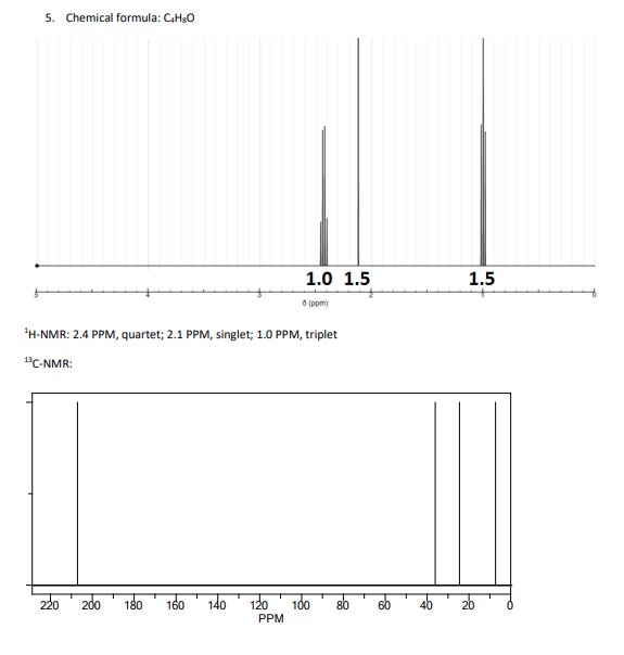 Solved 4. Chemical formula: C5H12O 1H-NMR: 3.2 PPM, singlet; | Chegg.com