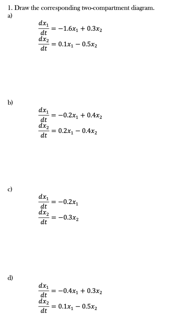 Draw the corresponding two-compartment | Chegg.com