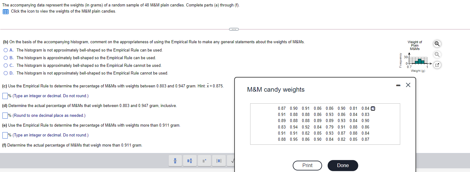 Solved The accompanying data represent the weights (in | Chegg.com