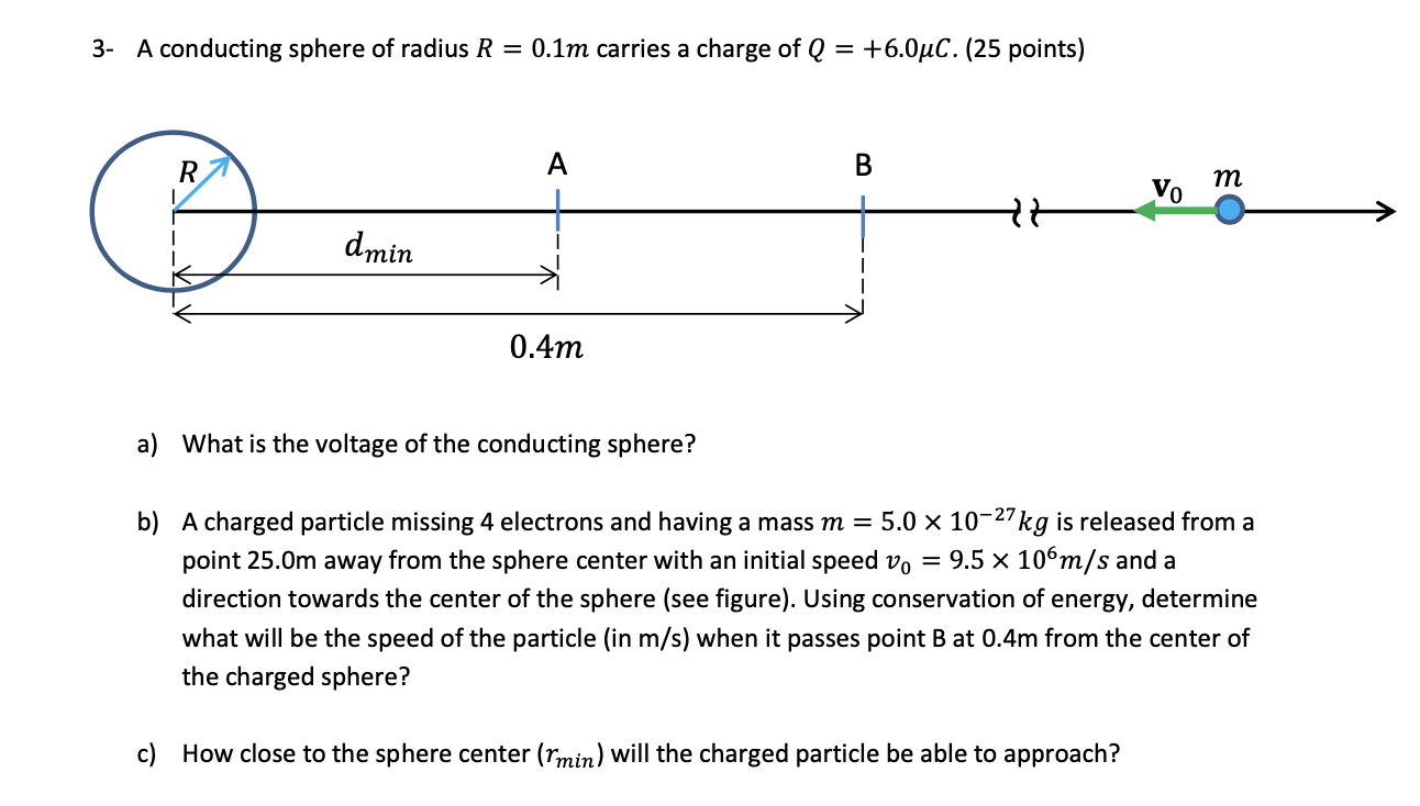 Solved 3- A conducting sphere of radius R = 0.1m carries a | Chegg.com
