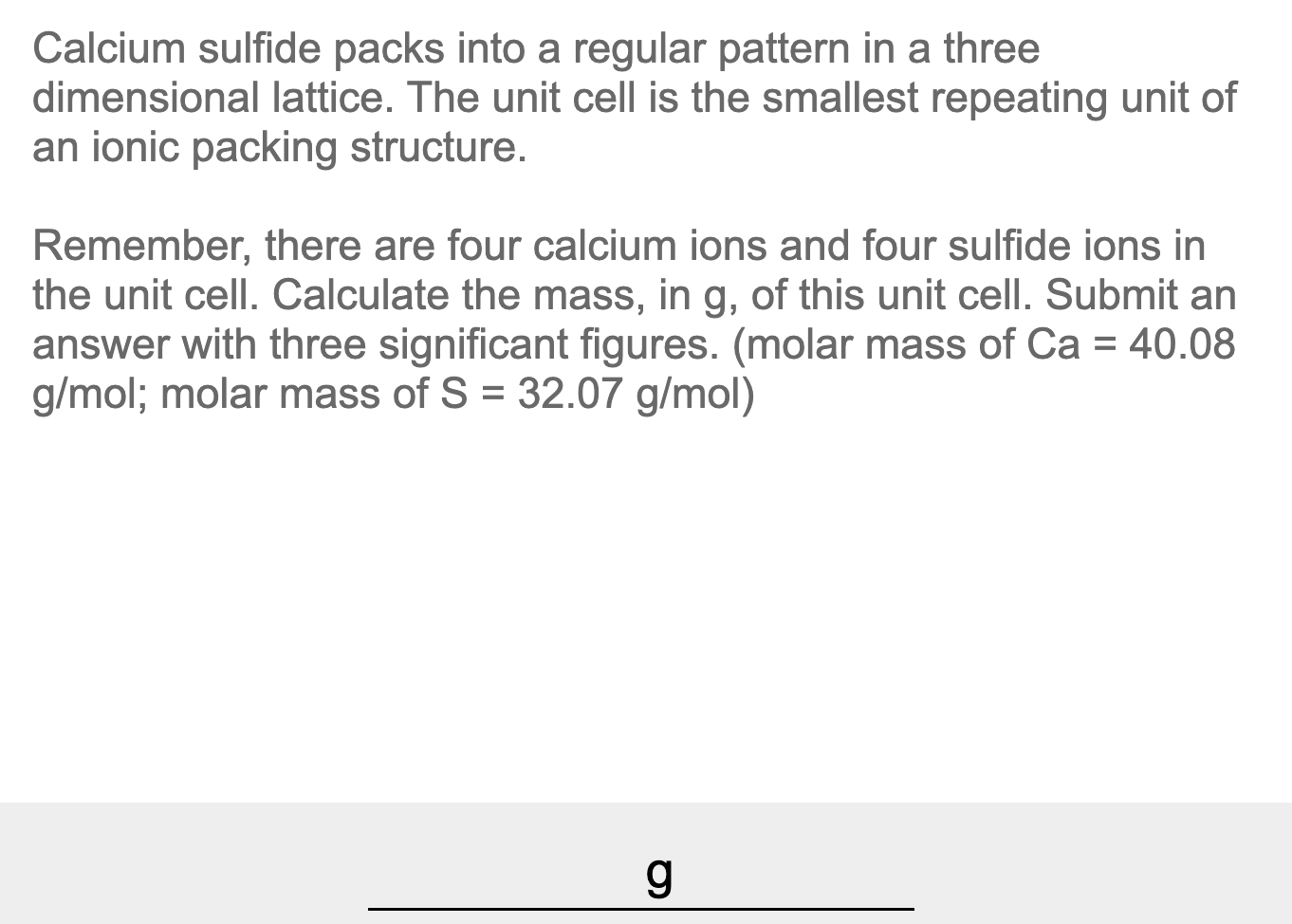 Solved Calcium sulfide packs into a regular pattern in a | Chegg.com
