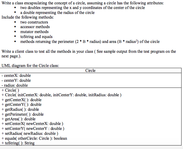 Solved Write Class Encapsulating Concept Circle Assuming Circle Following Attributes
