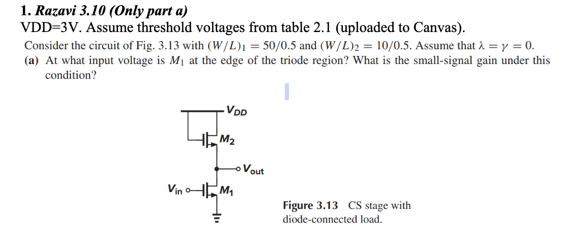 Solved MOS Spice Models able 2.1 Level 1 SPICE models for | Chegg.com