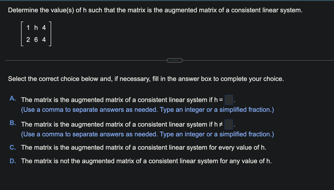 Solved Determine the value(s) of h such that the matrix is | Chegg.com