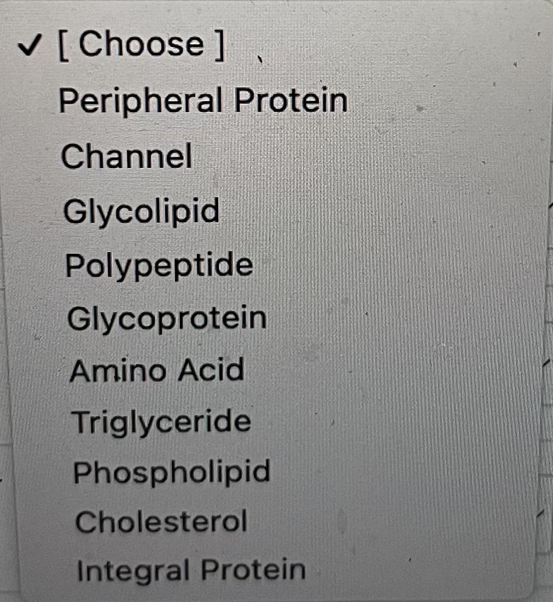 Solved [ Choose ] Peripheral Protein Channel Glycolipid | Chegg.com
