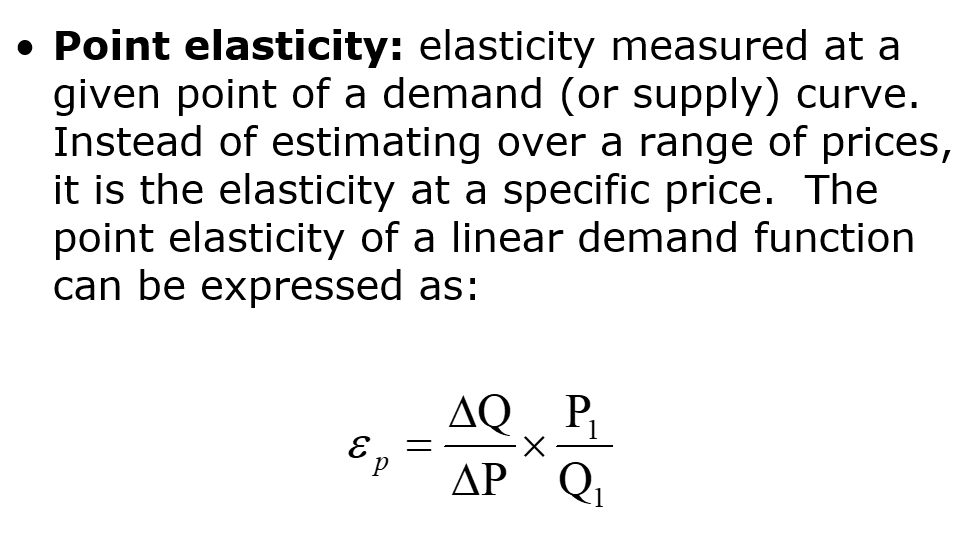 Solved • Point elasticity: elasticity measured at a given | Chegg.com