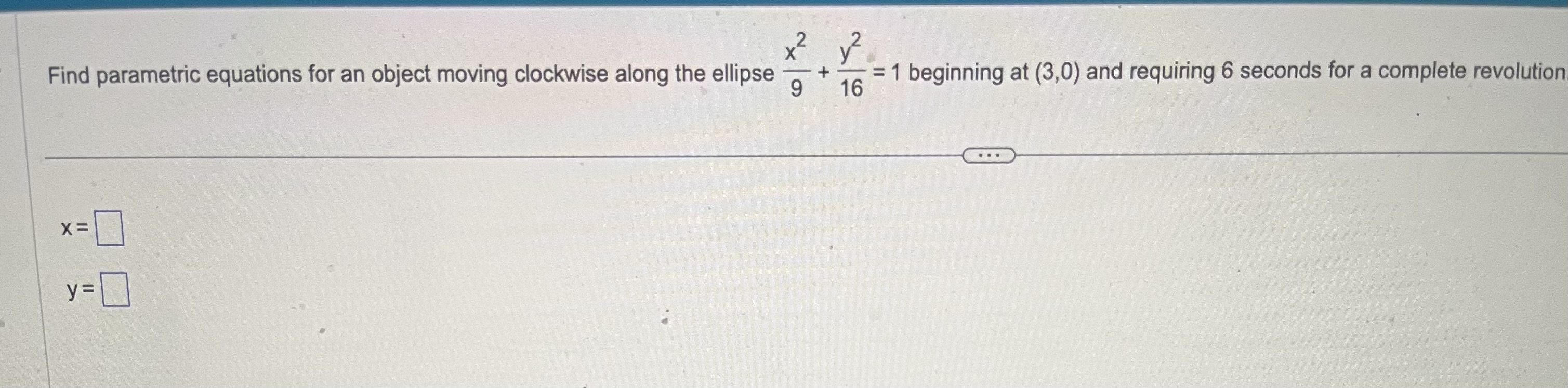 Solved Find parametric equations for an object moving | Chegg.com