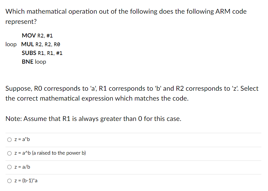 Solved Which mathematical operation out of the following | Chegg.com