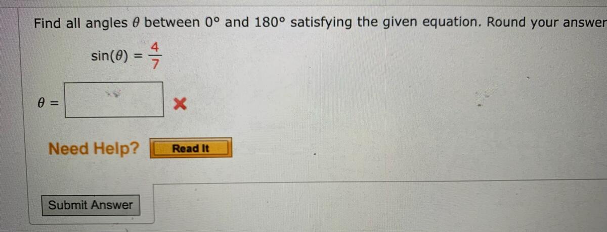 Solved Find all angles 0 between 0° and 180° satisfying the | Chegg.com