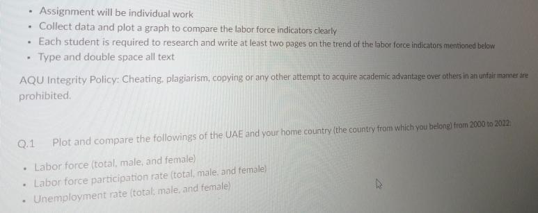 Solved - Assignment will be individual work - Collect data | Chegg.com