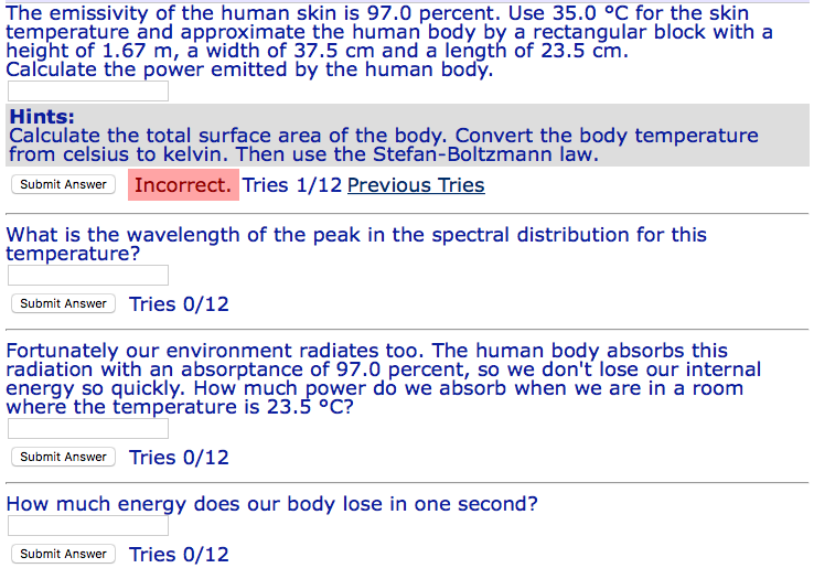 Solved The emissivity of the human skin is 97.0 percent. Use | Chegg.com