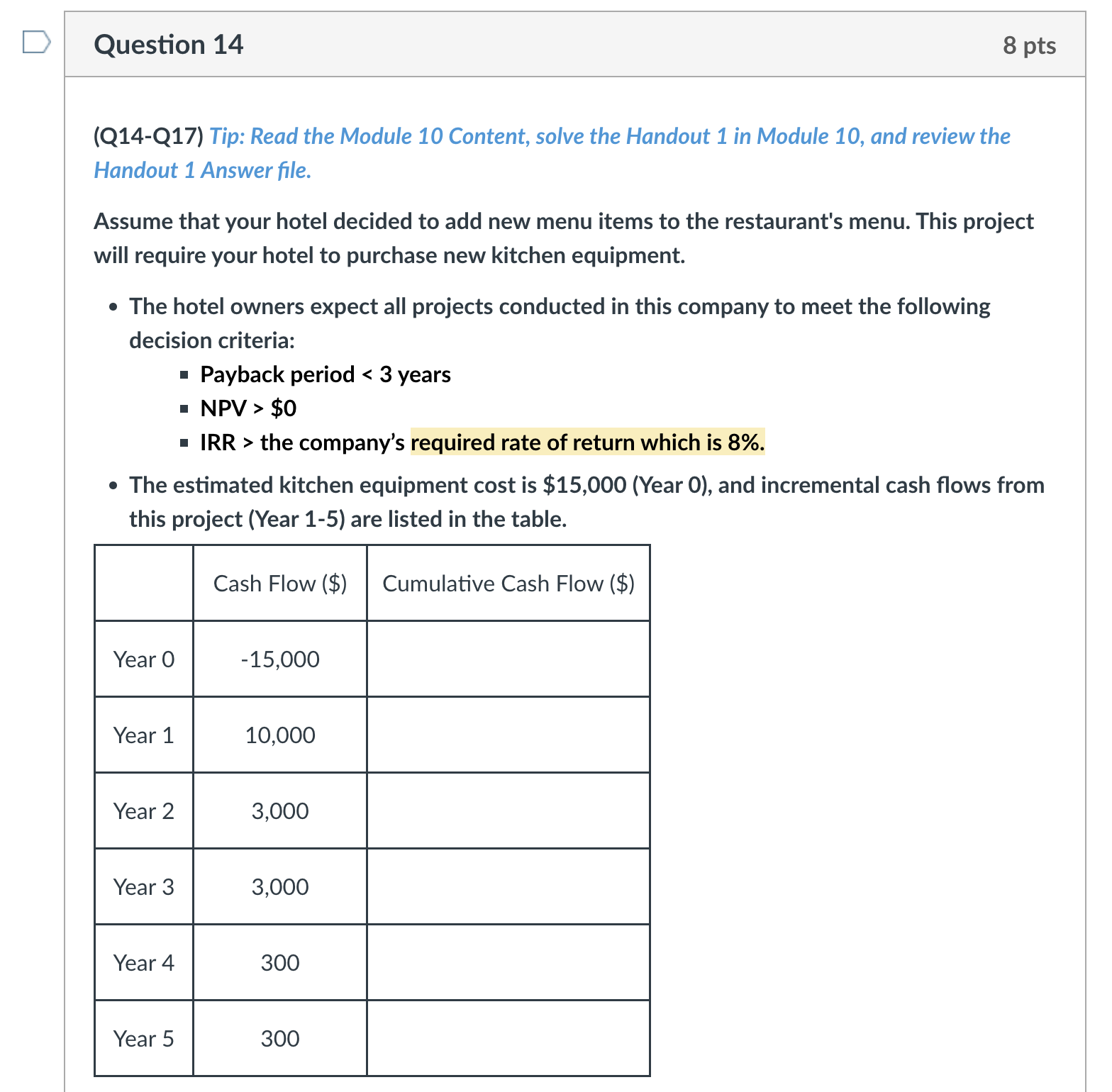 Solved (Q14-Q17) Tip: Read the Module 10 Content, solve the | Chegg.com