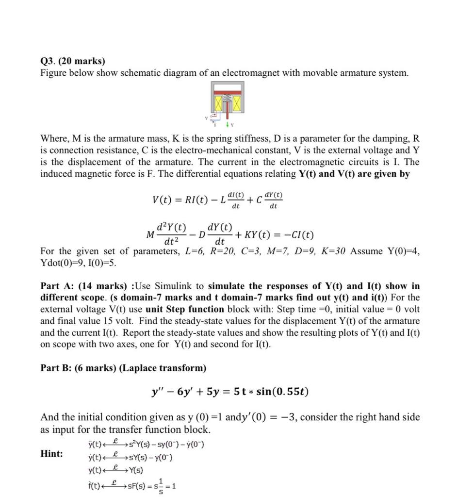 Solved Q3. (20 marks) Figure below show schematic diagram of | Chegg.com