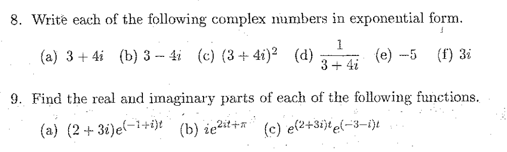 Solved 8. Write each of the following complex numbers in | Chegg.com