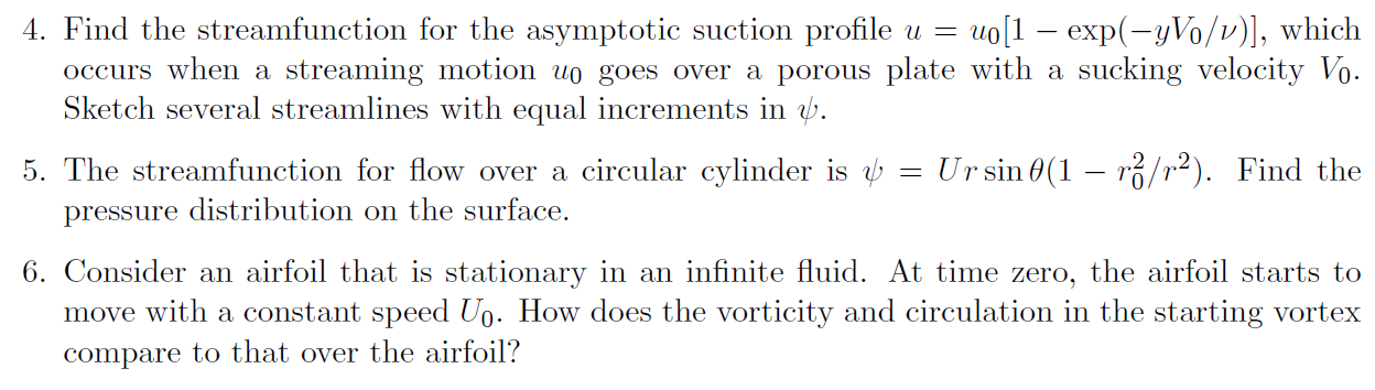 Solved 4. Find the streamfunction for the asymptotic suction | Chegg.com