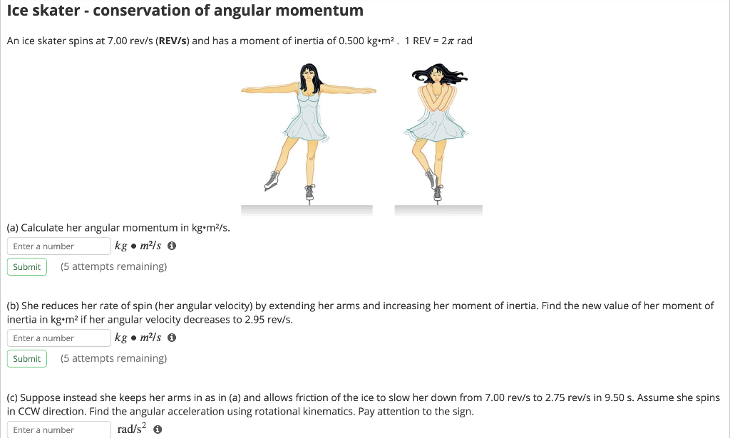 Solved Ice skater - conservation of angular momentum An ice | Chegg.com