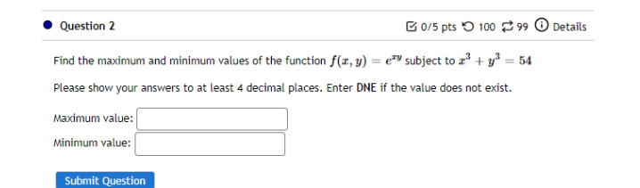 Solved Find the maximum and minimum values of the function | Chegg.com