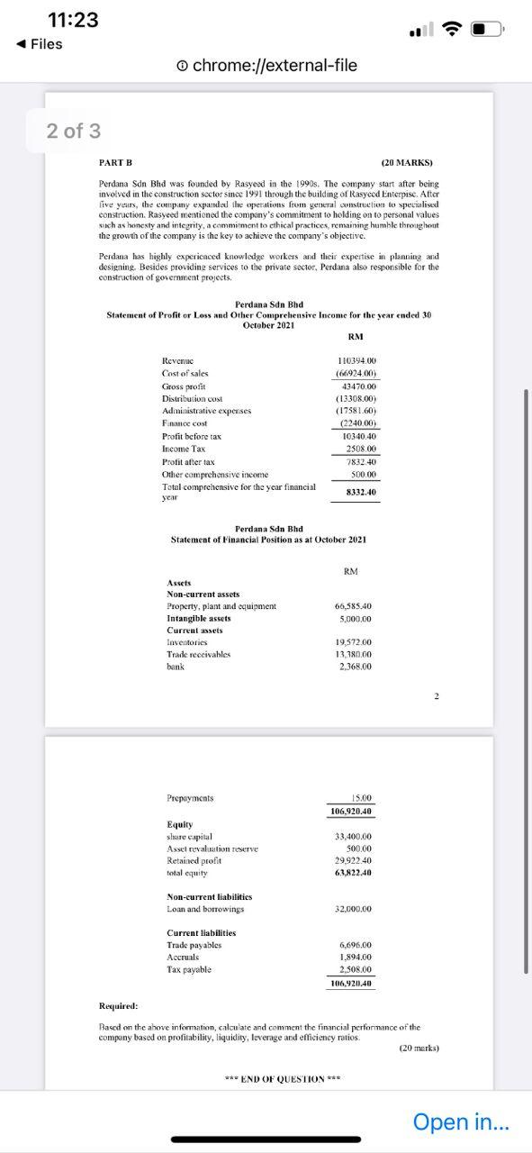 Solved PART B (20 MARKS) Perdana Sdn Bhd was founded by | Chegg.com