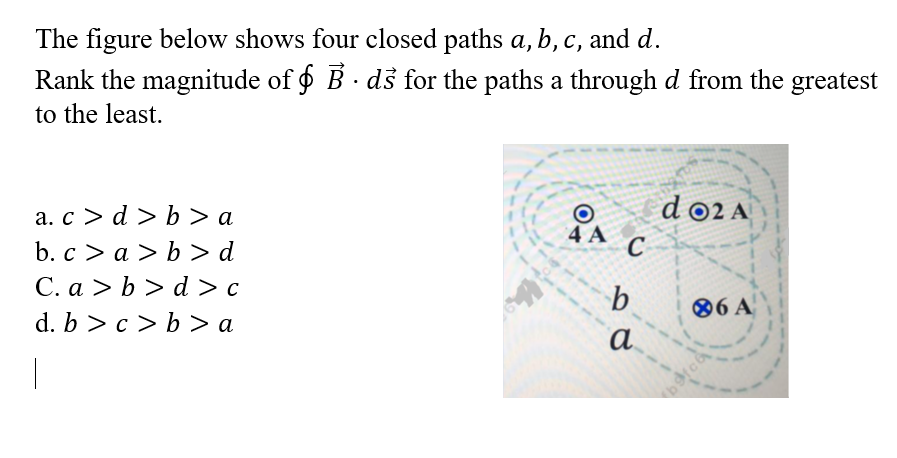 Solved The figure below shows four closed paths a, b, c, and | Chegg.com