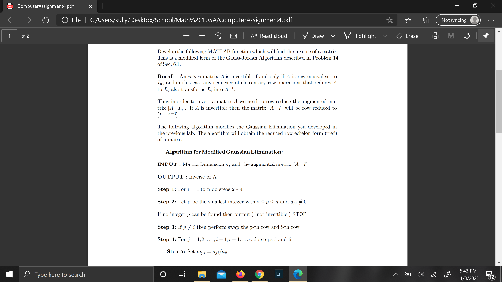Develop the following MATLAB function which will find | Chegg.com