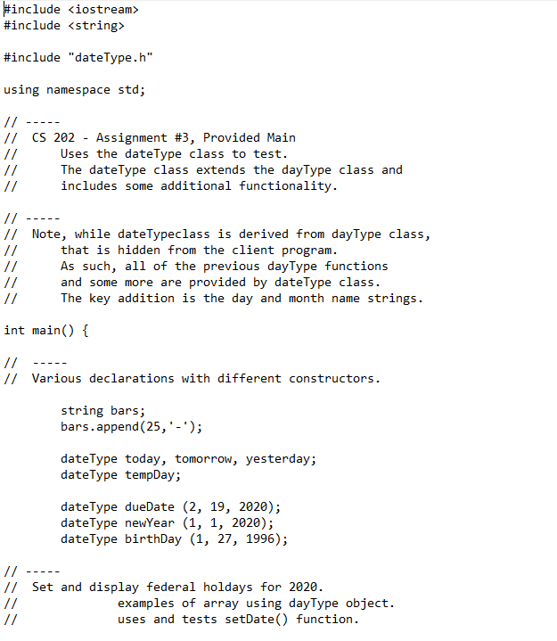 FIND THE dayTypeImp.cpp and dayType.h file from | Chegg.com