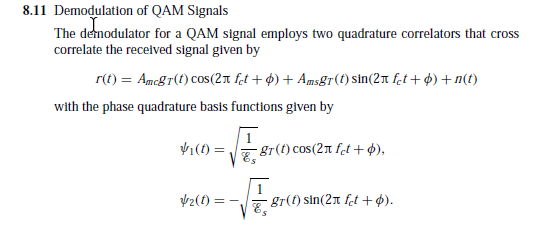 Solved 8.11 Demodulation of QAM Signals The defnodulator for | Chegg.com