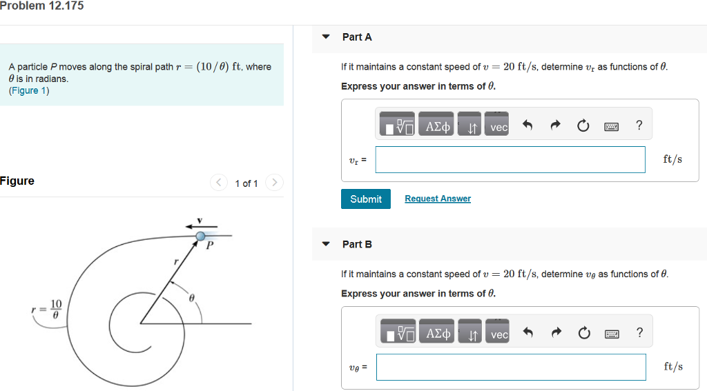 Solved Problem 12.175 Part A A particle P moves along the | Chegg.com