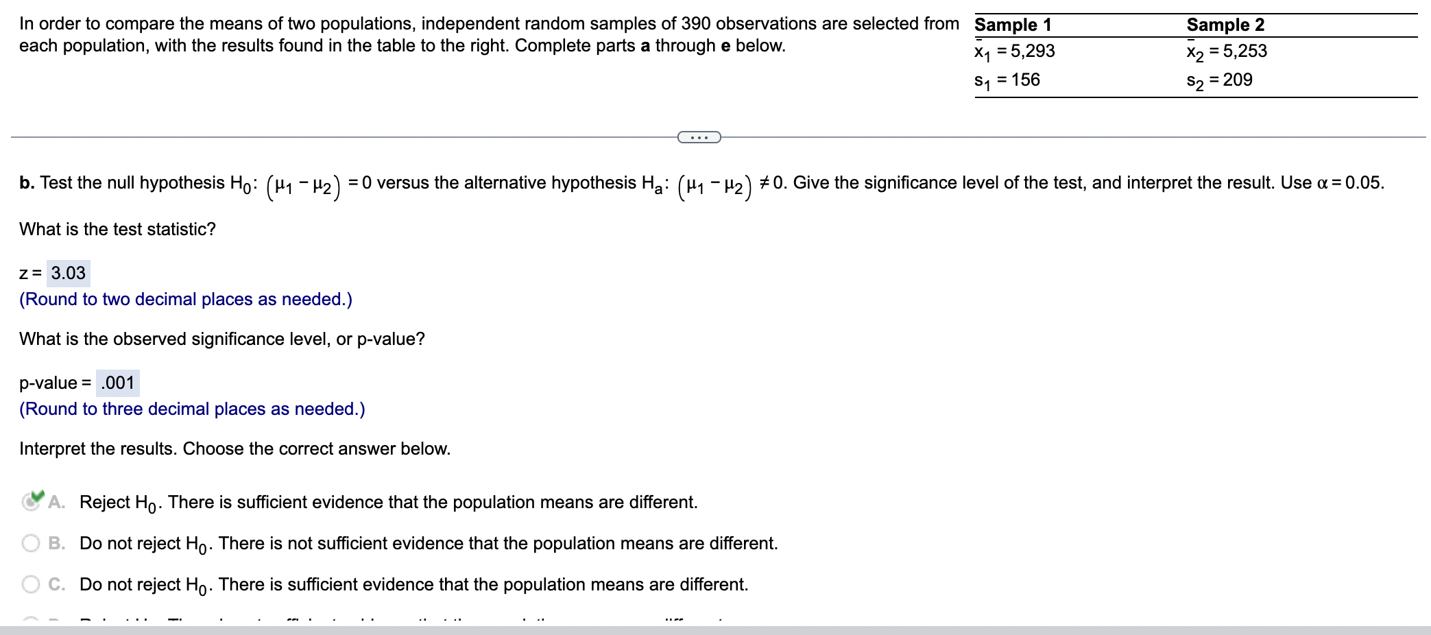 Solved In order to compare the means of two populations, | Chegg.com