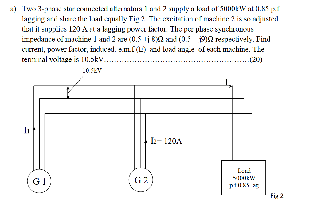 Solved Two 3-phase star connected alternators l and 2 supply | Chegg.com