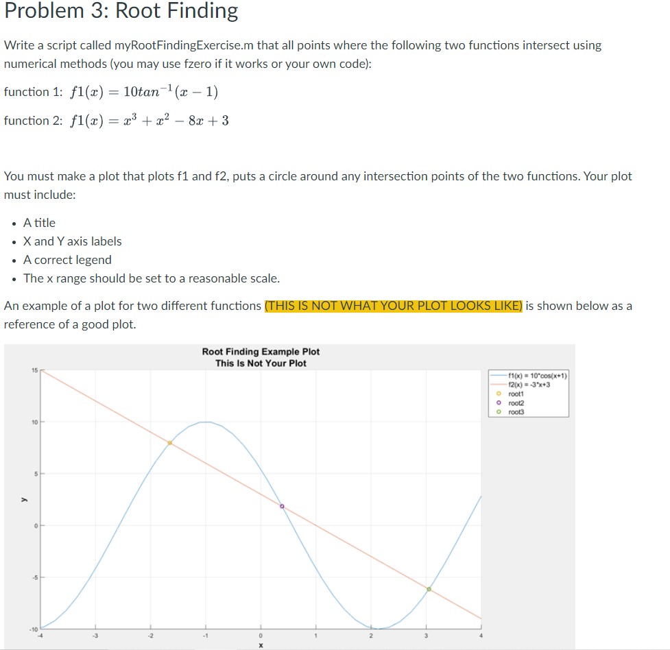 Solved Write a script called myRootFindingExercise.m that | Chegg.com