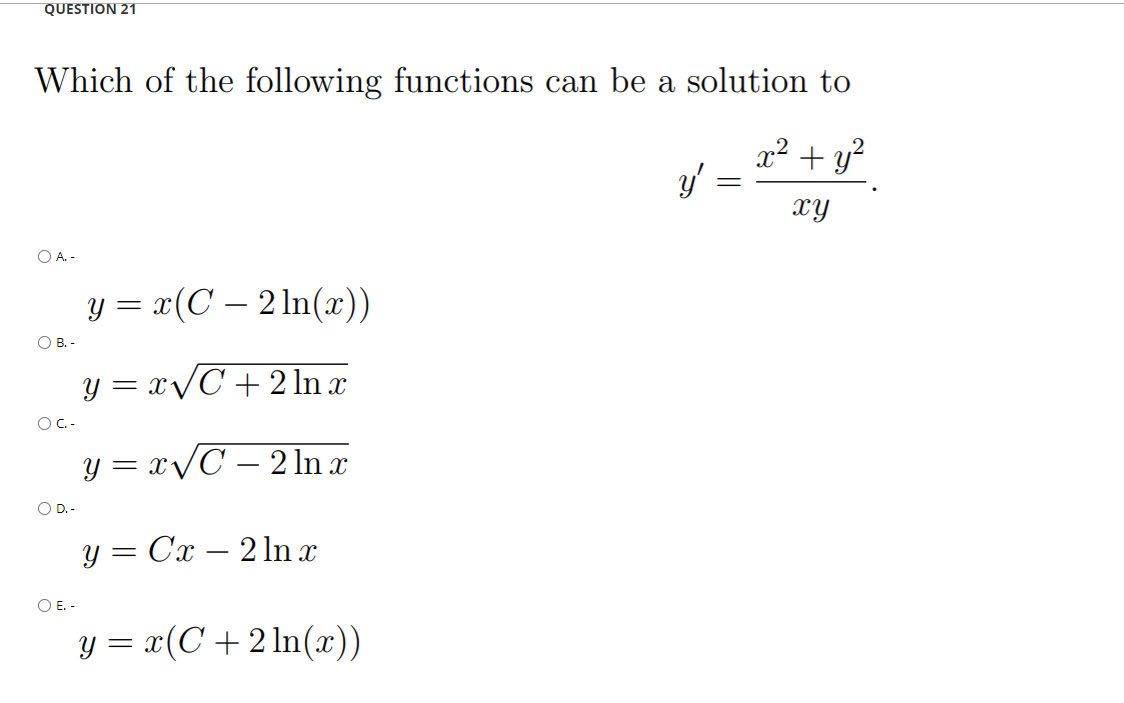 Solved Which of the following functions can be a solution to | Chegg.com