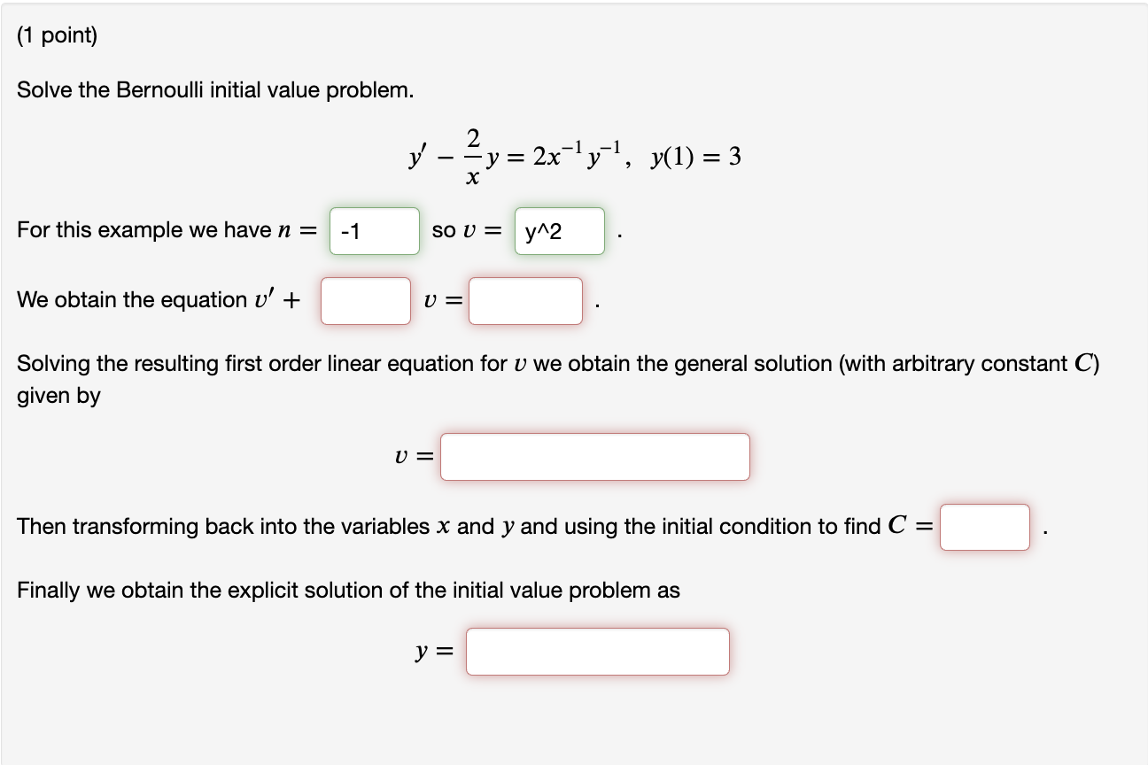 Solved Solve the Bernoulli initial value problem. | Chegg.com