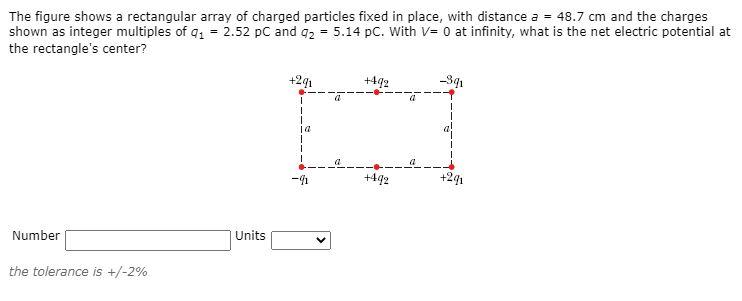 Solved The figure shows a rectangular array of charged | Chegg.com