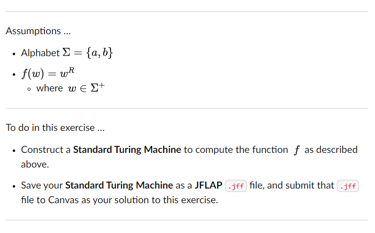 Solved Please construct the Turing Machine. if w = abbb | Chegg.com