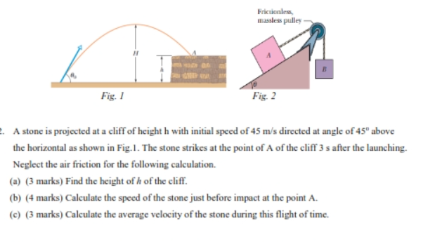 Solved A stone is projected at a cliff of height h with | Chegg.com