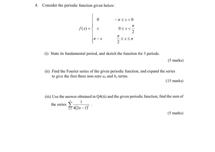 Solved 4 Consider The Periodic Function Given Below Fx R 0562