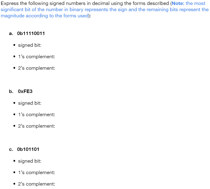 Solved Express the following signed numbers in decimal using | Chegg.com