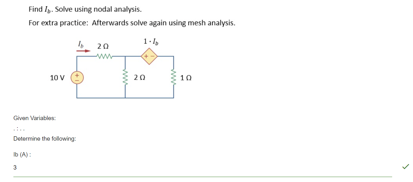 Solved Find Ib Solve Using Nodal Analysis For Extra 5162