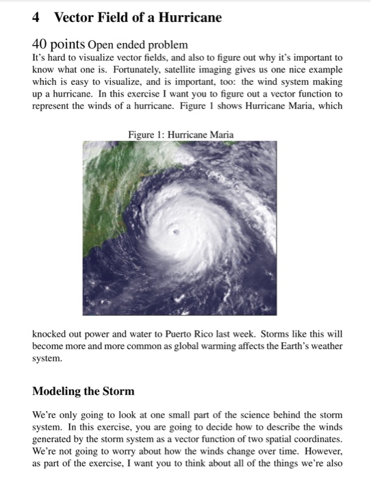 Solved 4 Vector Field of a Hurricane 40 points Open ended | Chegg.com